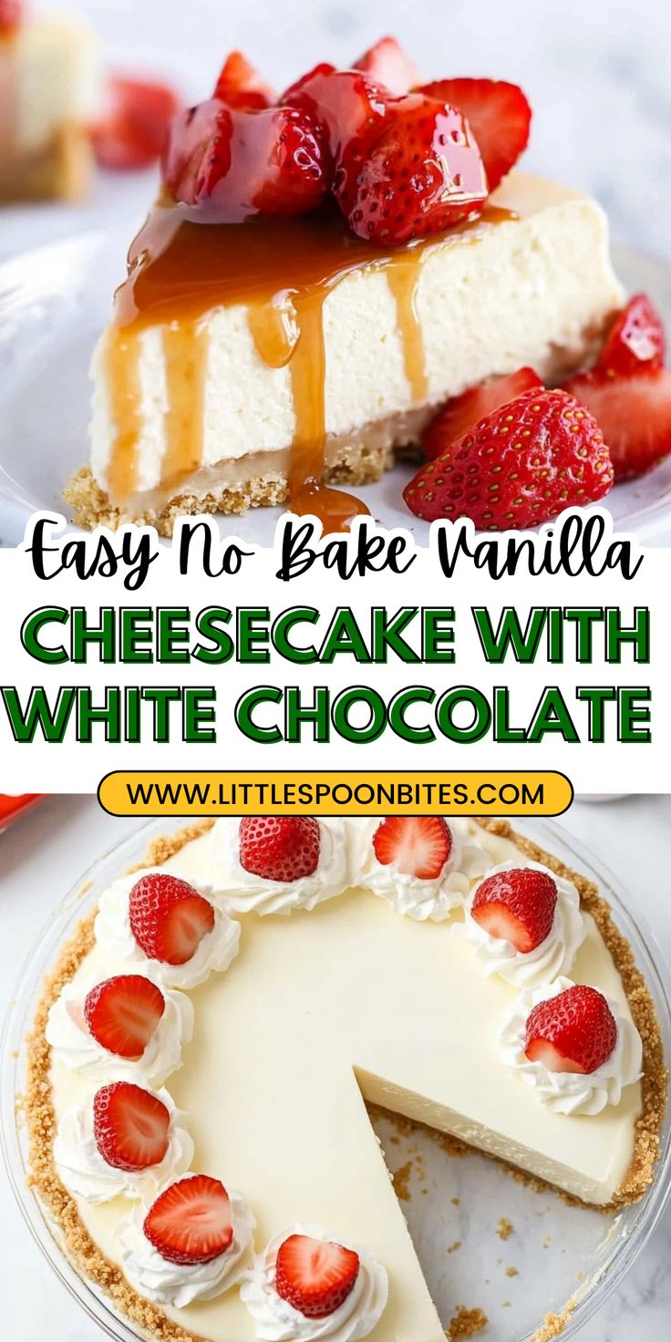 No Bake Vanilla Cheesecake Recipe - LittleSpoonBites