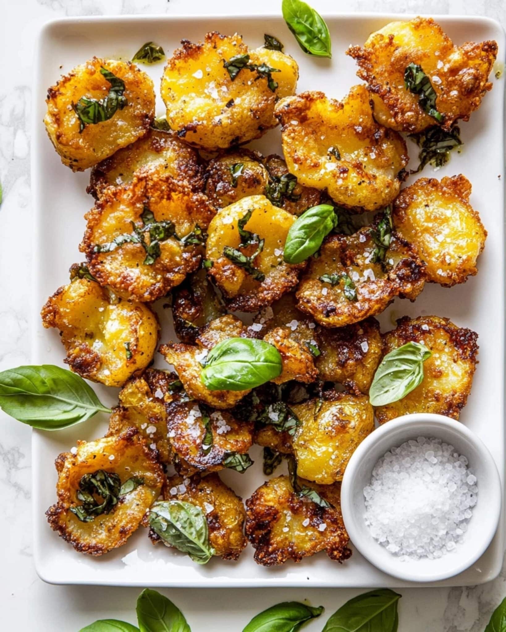 Roasted Garlic Butter Smashed Potatoes Recipe - LittleSpoonBites